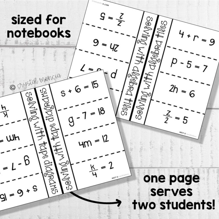 Solving One Step Equations Interactive Notebook Activities (6EE7)