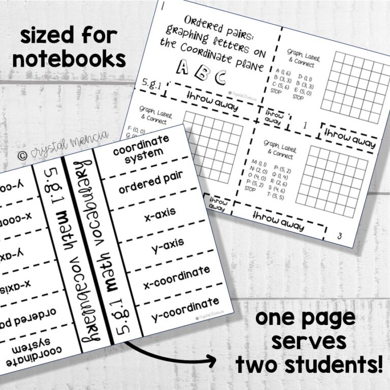 Graphing Points on a Plane Interactive Notebook Activities (5G1)