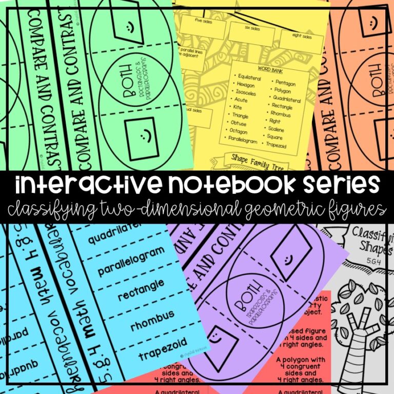 Classifying 2-D Shapes Interactive Notebook Activities (5G4)