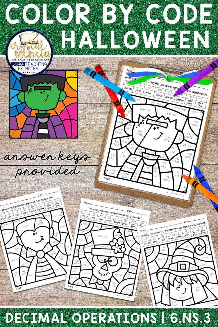 Decimal Operations Color by Code Halloween (6NS3) - Crystal Mencia Scheidt
